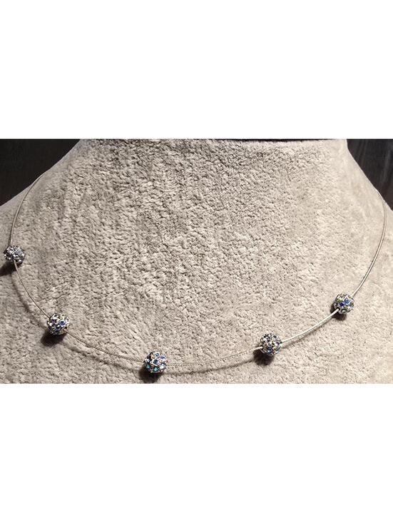 Monet | Jewelry | Monet Silver Tone Stationed Bead Cable Necklace Blue ...